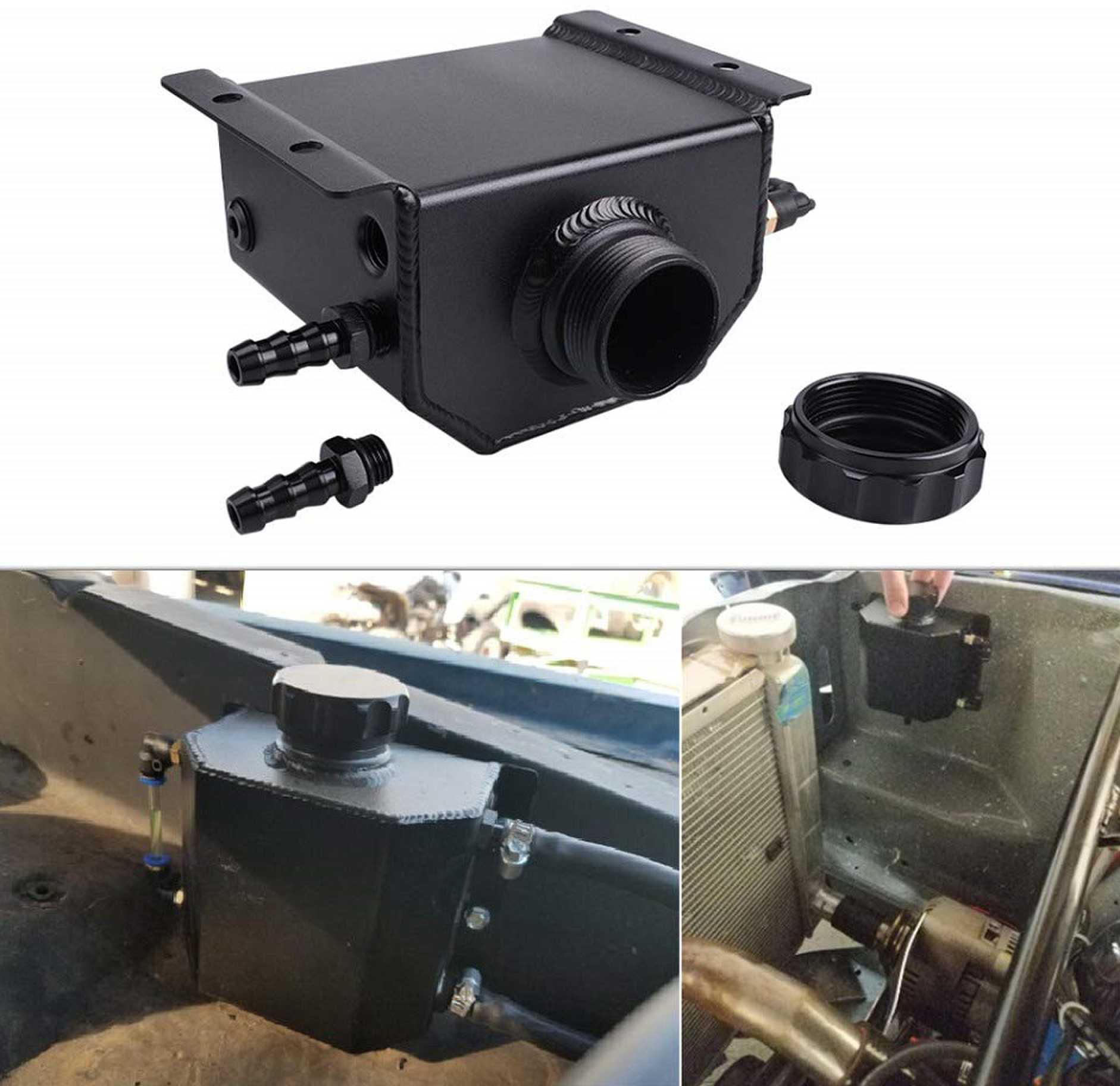 RASTP Universal 1L Overflow Tank, Aluminum Coolant Radiator Tank,Reser