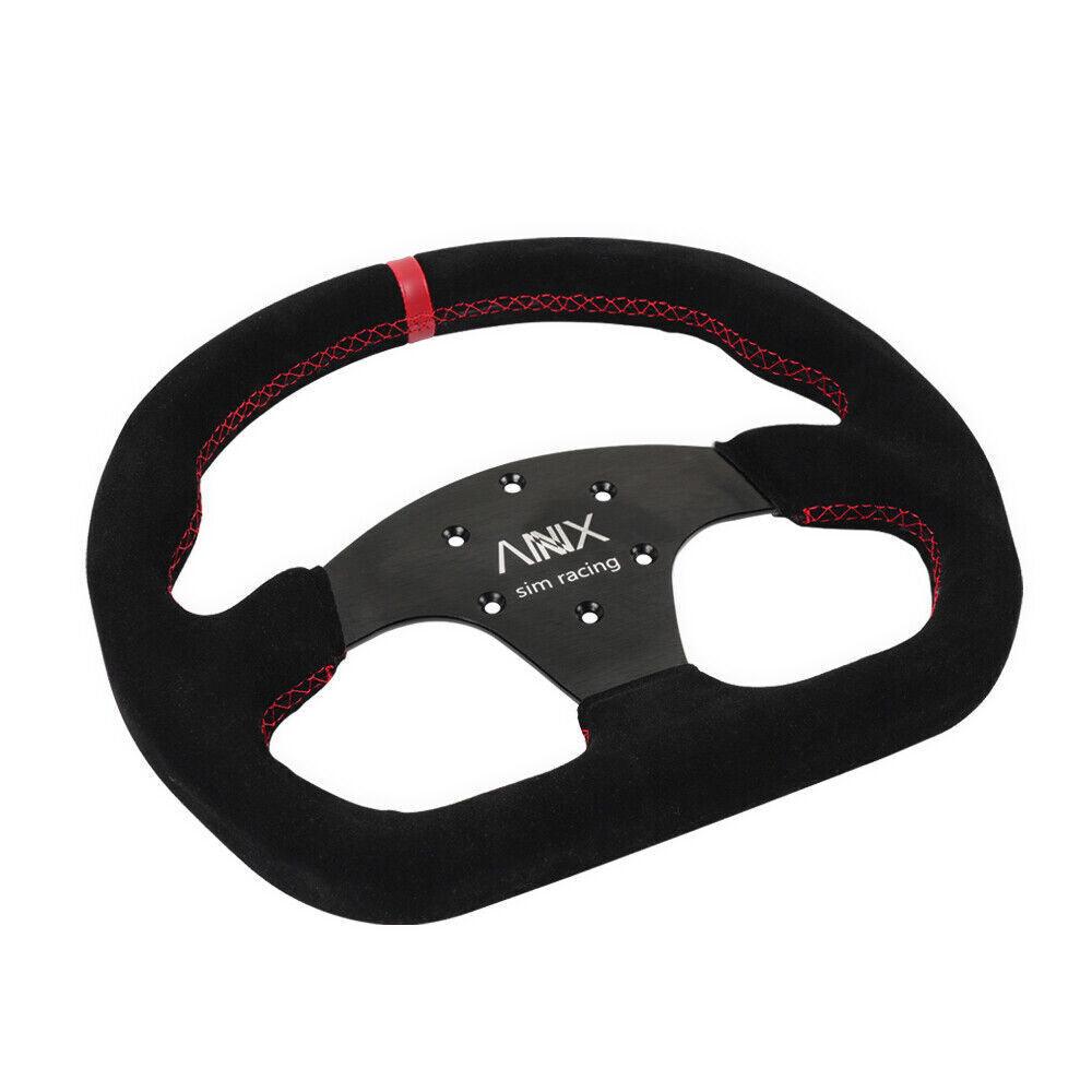 RASTP 13 Inch D Shape PC Gaming Steering Wheel Suede Leather