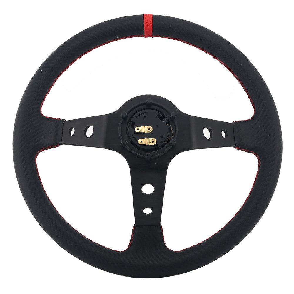 RASTP 14 Inch Carbon Racing Steering Wheel Leather Wrapped Steering Wh