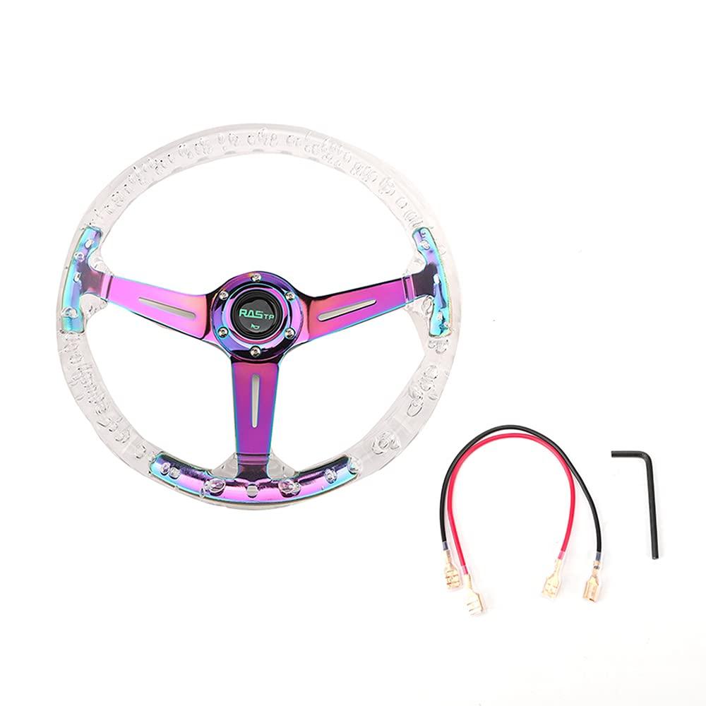 RASTP 14 Inch Acrylic Steering Wheel Transparent Deep Dish Steering Wh