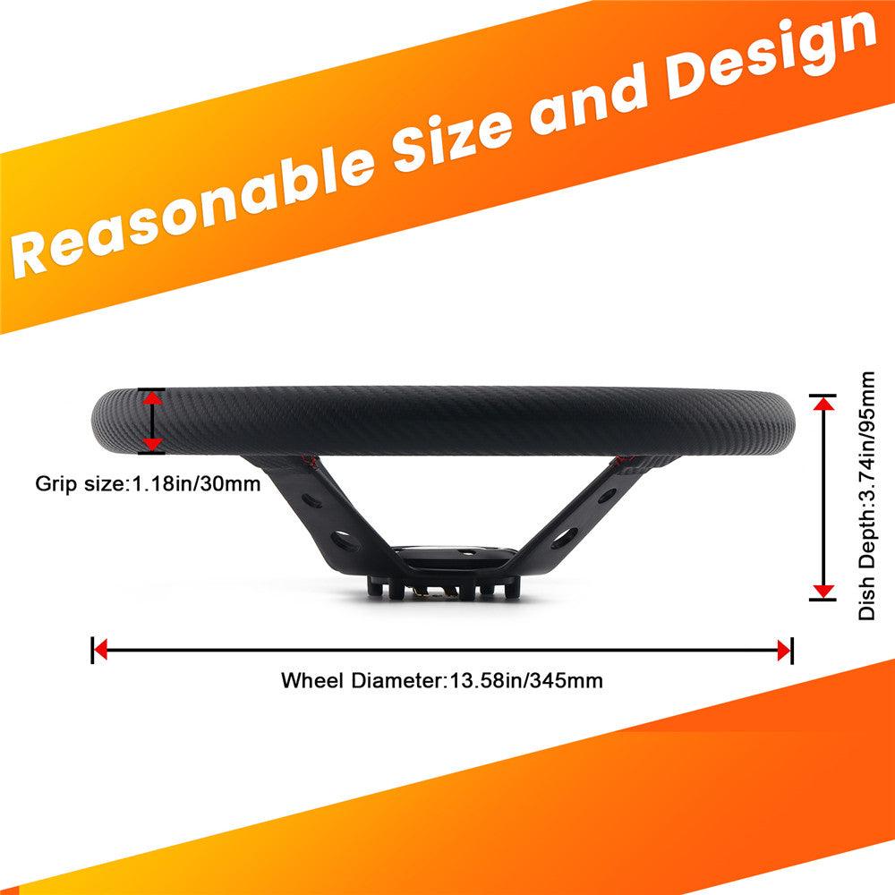 RASTP 14 Inch Carbon Racing Steering Wheel Leather Wrapped Steering Wh